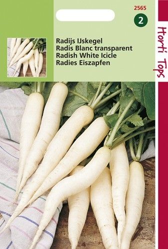 Radijs Ijskegel (lange witte radijs, zaad) | De Tuinen van Appeltern